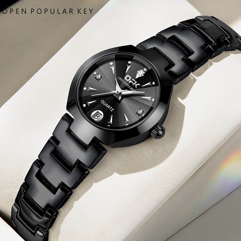 OPK Watch For Woman Waterproof Stainless Steel Luminous Luxury Black ...