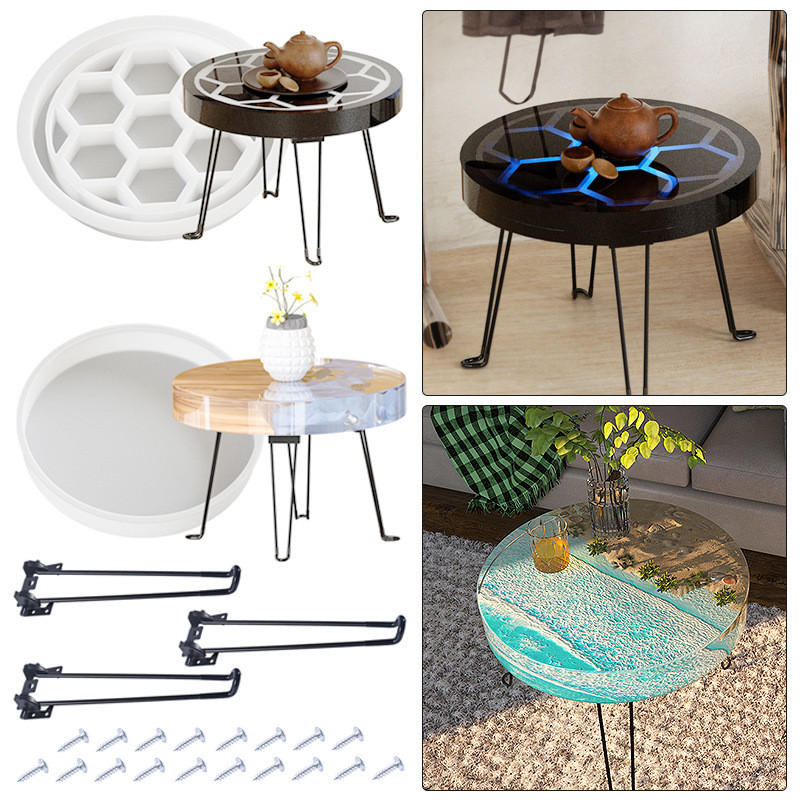 DIY Crystal Epoxy River Table Mold Large Round Table Honeycomb ...