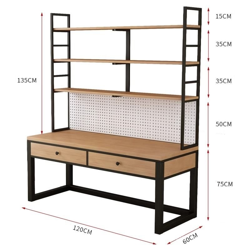 American-Style Solid Wood Desk Student Household Study Table Bookshelf ...