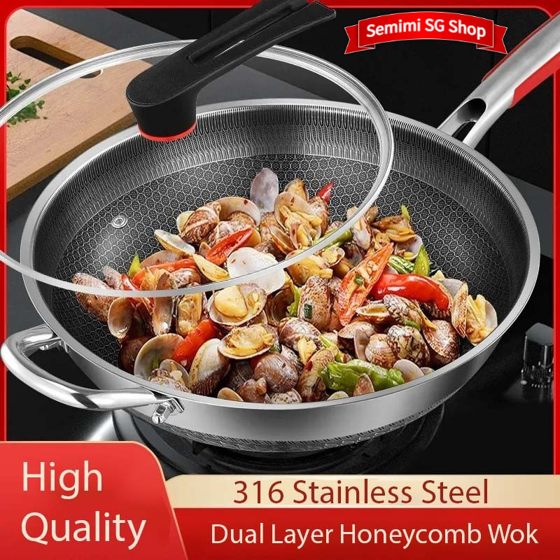 【SG local send】Anniversary promotion!!! Non-Stick Honeycomb SUS 316 ...