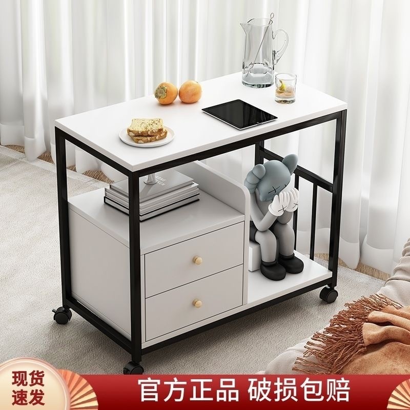 [48H Shipping] Side Table Living Room Mobile Side Cabinet with Wheels ...