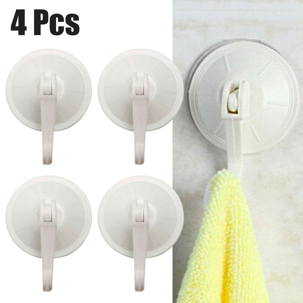 4 PCS Strong Suction Cup Hooks Heavy Duty Tile Sash Glass Bathroom ...