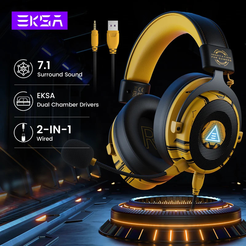 EKSA E900 Pro Upgraded Gaming Headset Gamer 7.1 Surround Wired ...