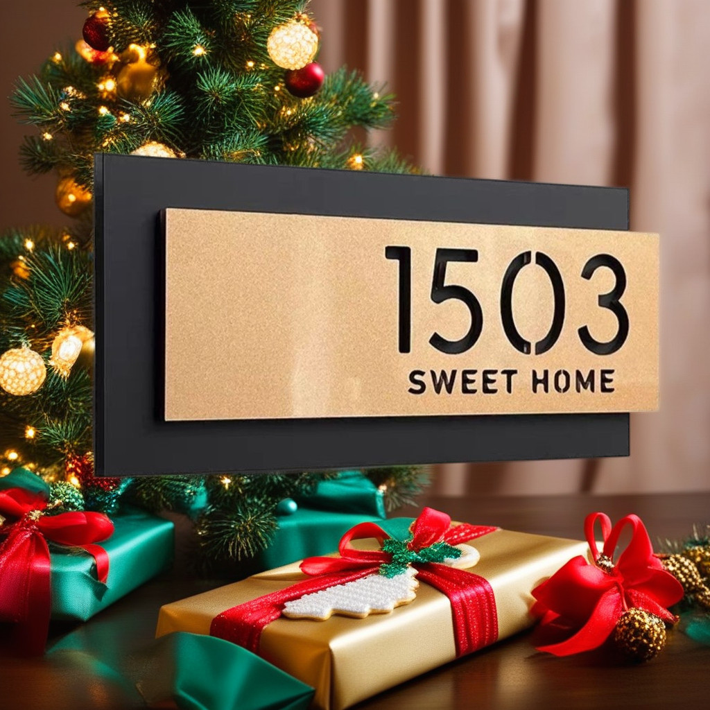 Black gold acrylicunit number signage House CustomisedNumbers Plaques ...