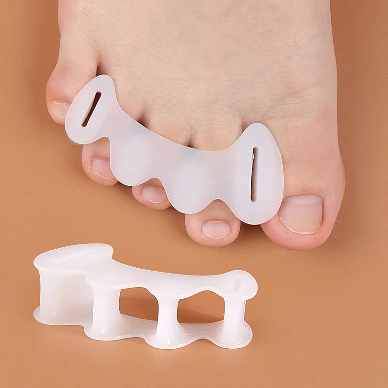 1Pair Hard Silicone Toe Finger Separator 3 Hole Hallux Valgus ...