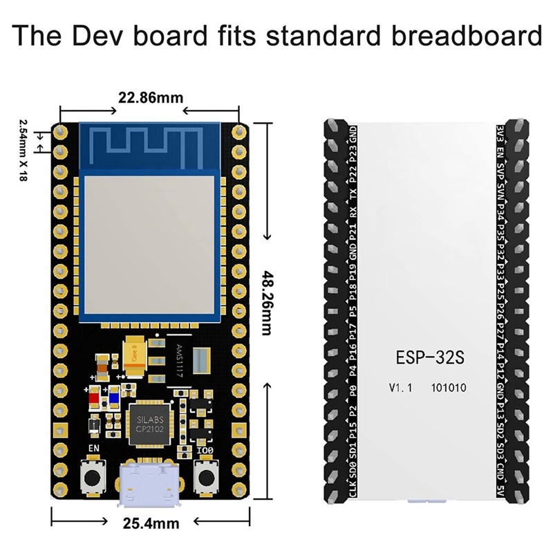 ESP32 ESP-32S NodeMCU-32S ESP-WROOM-32 Development Board 2.4 GHz WiFi and Bluetooth Dual Cores ...