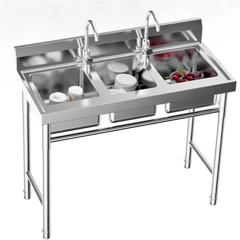 3 Compartment Bowl Commercial Utility Sink Freestanding Kitchen Sink ...