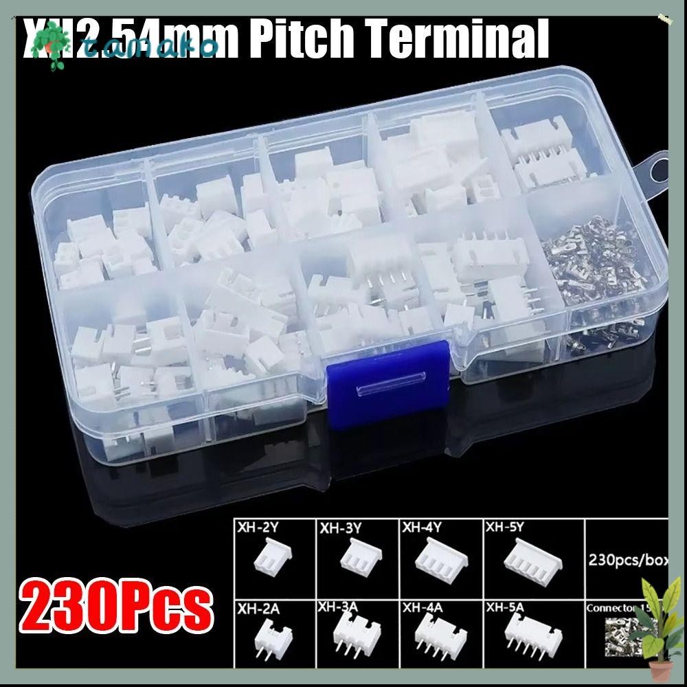 TAMAKO 230Pcs Pin Connector, Housing Kit XH2.54 2.54mm Pitch Terminal, 2p 3p 4p 5pin 4 Value ...