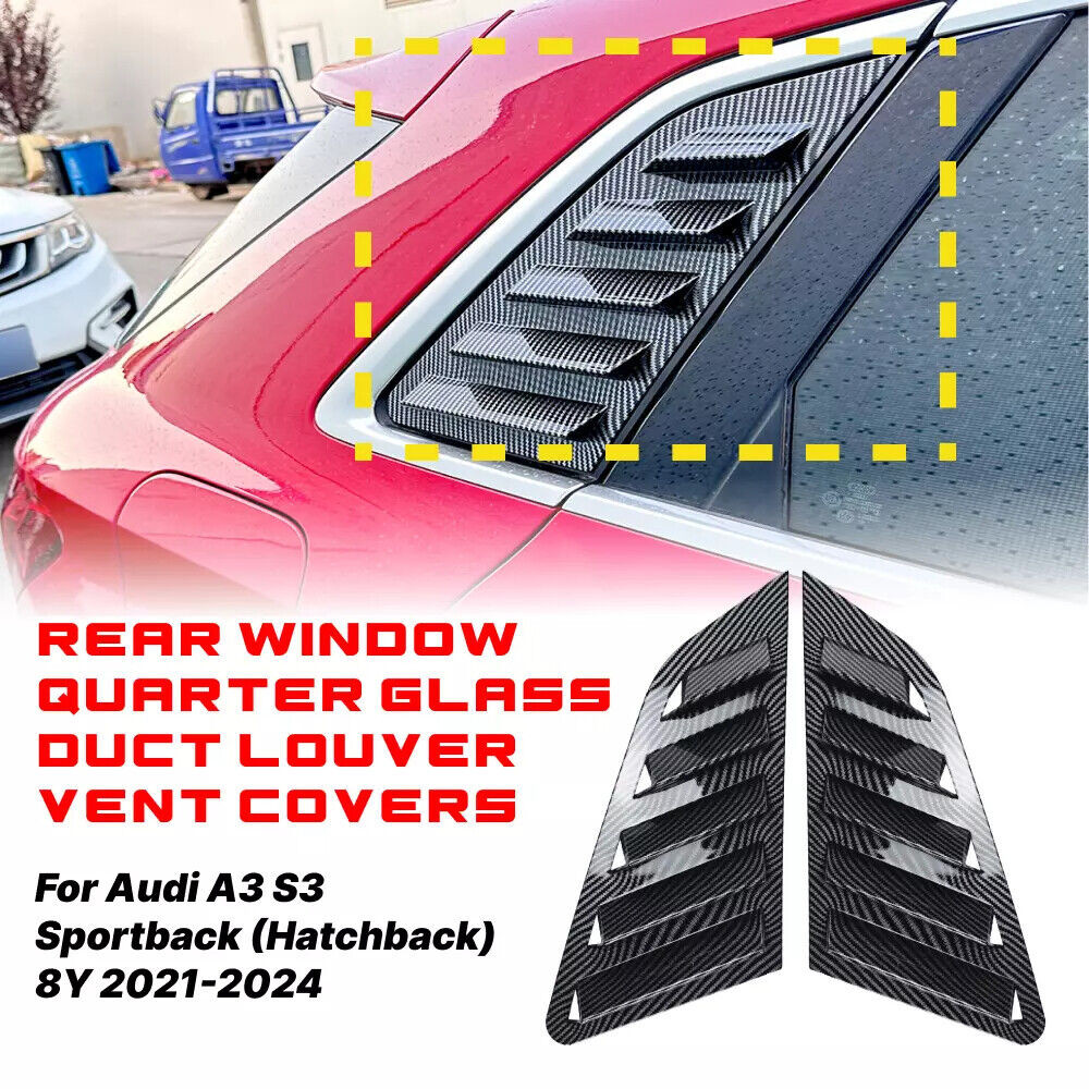 Carbon Look Rear Window Side Louver Cover For Audi A3 S3 8Y Hatchback ...