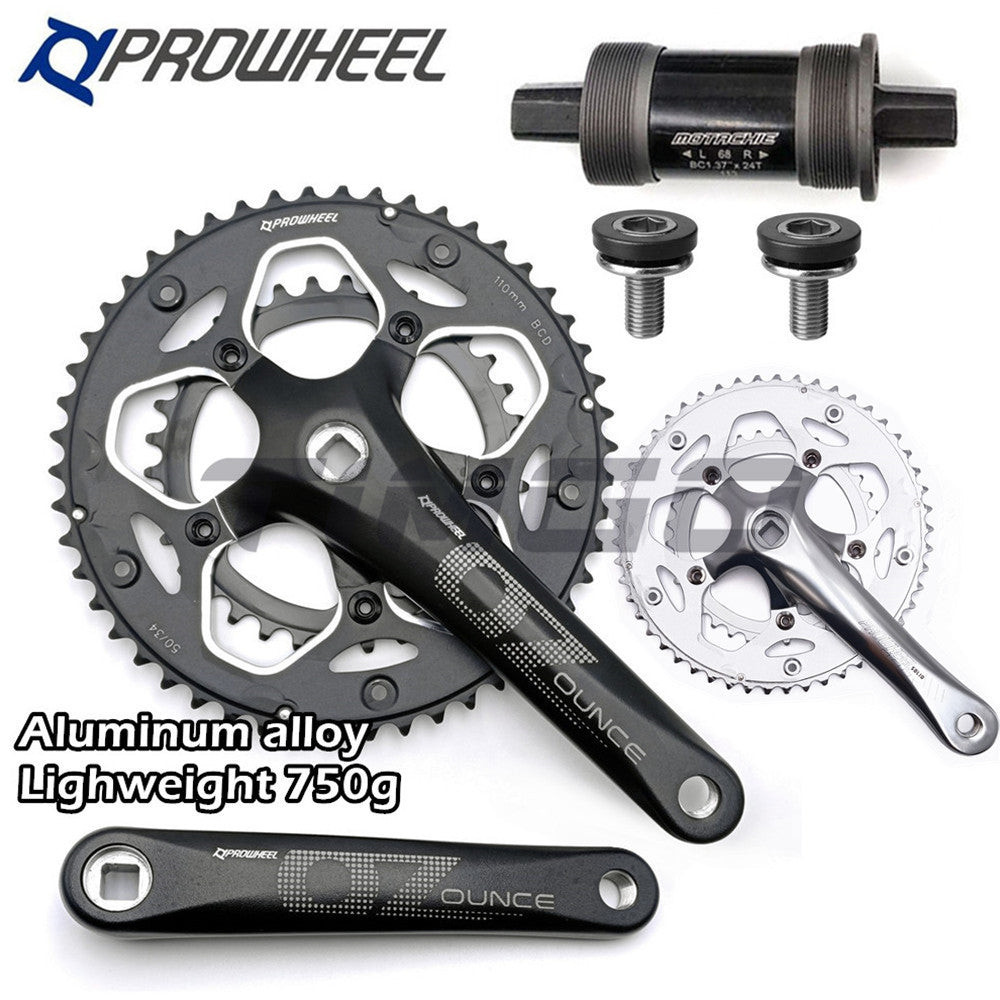 Prowheel Road Bike Folding Bike 2×7/8 Speed Crankset 50-34T Square Taper Double Cahinring Light ...