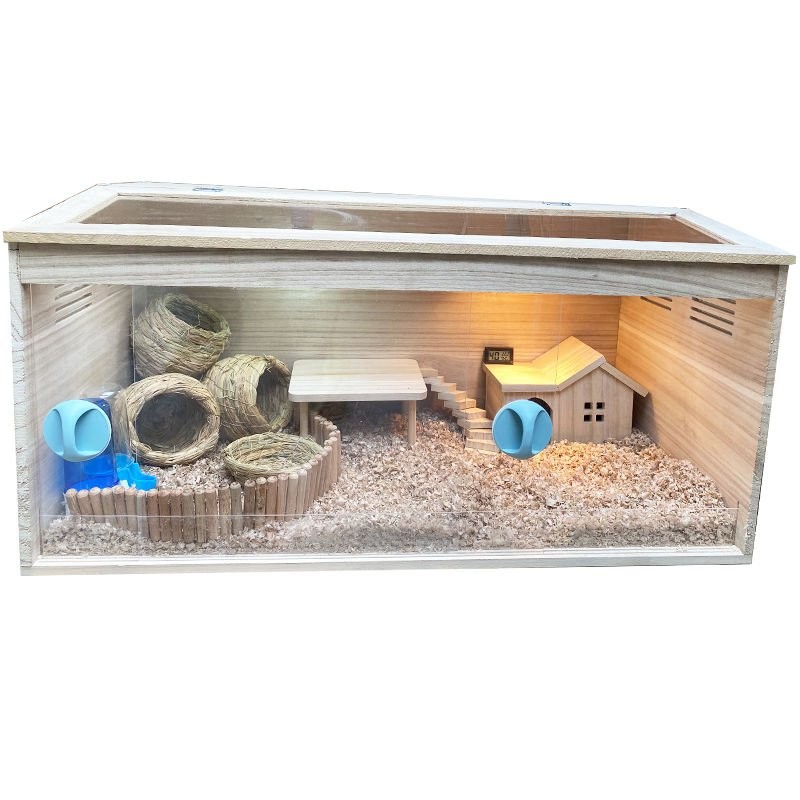 Solid Wood Rutin Chicken Feeding Box Sliding Door Ornamental Cage ...