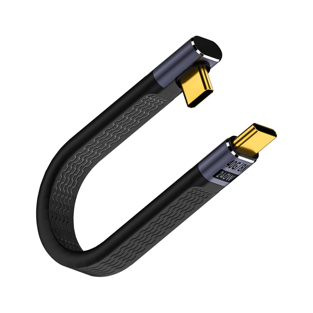 Right Angle USB C Cable 40Gbps, Short USB C to USB C Cable 240W, Short ...