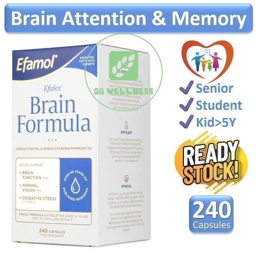 Efamol Efalex Brain Formula Capsules Kid Attention Memory ADHD ASD ...