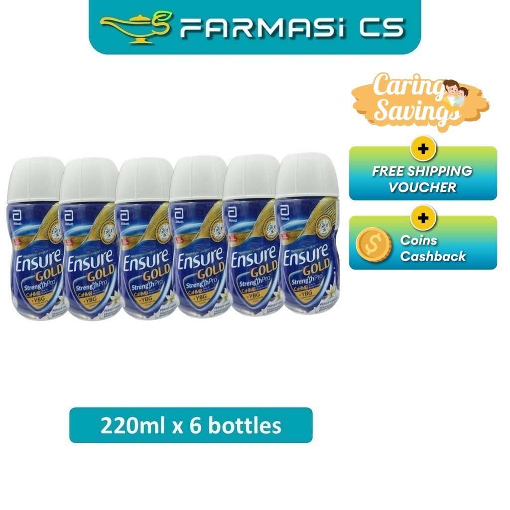 Abbott Ensure Gold Vanilla Flavour 220ml Strength Pro x 6 bottles EXP ...