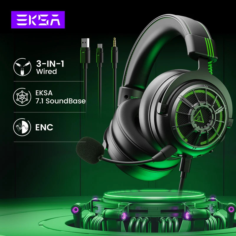 EKSA StarEngine Pro Gaming Headset Gamer 7.1 Wired Over Ear Headphones ...