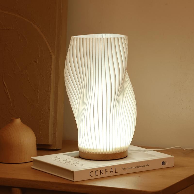 Dawnwake Aesthetic Table Lamp ,3D Minimalist Pleated Bedside Lamp ...