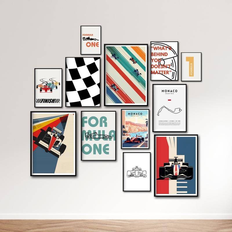 F1 Gallery Wall Set of 12 Formula 1 Wall Art F1 Poster Set Motorsport ...