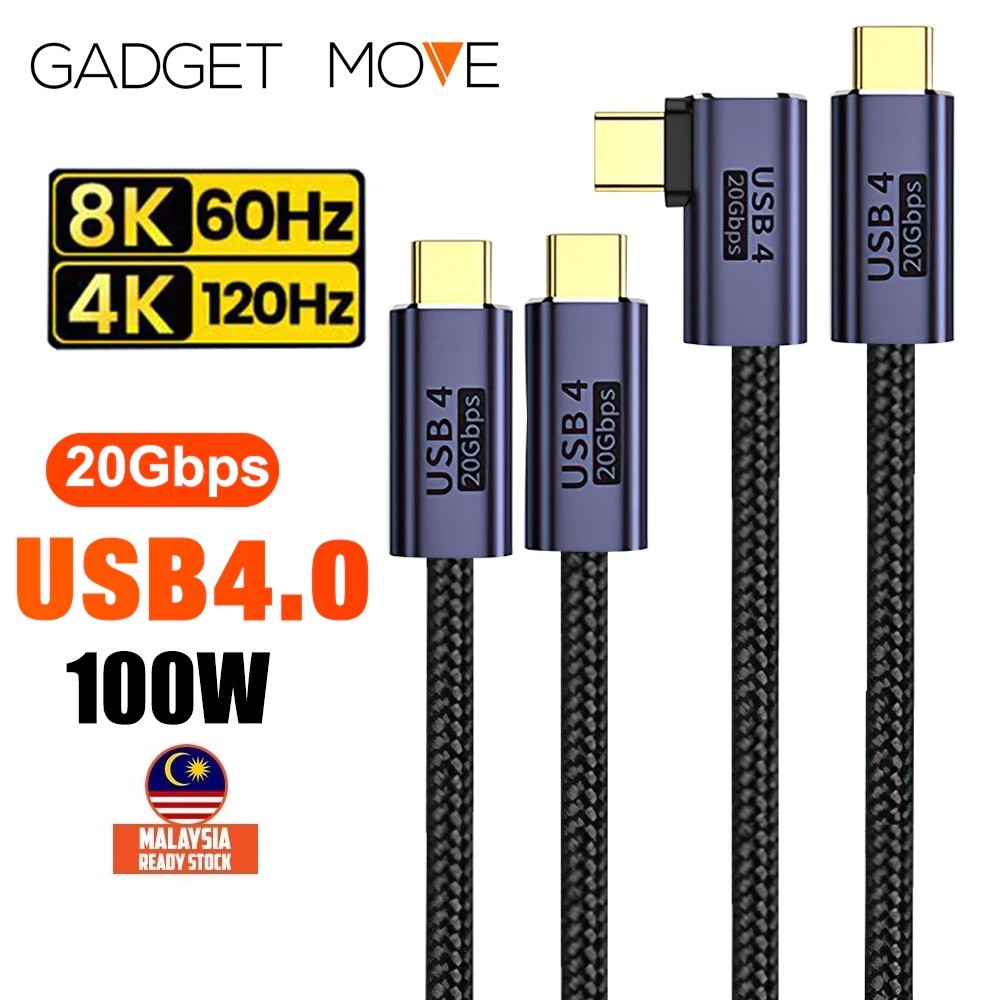 E-Marker USB4 8K 100W USB-C to USB-C Elbow 90 degree 20Gbps PD100W ...