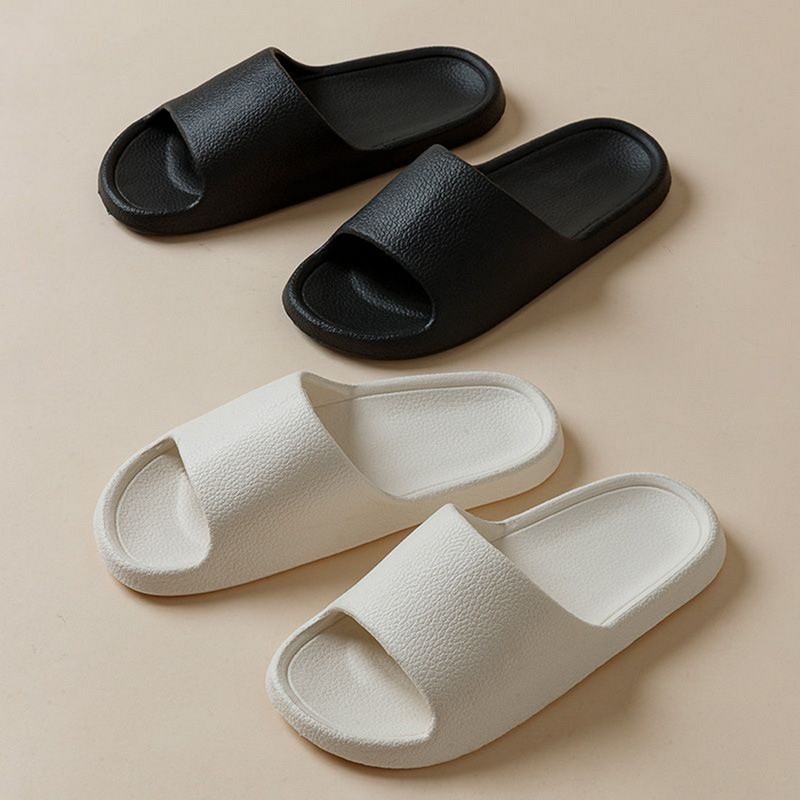 Unisex Slippers Solid Color Simple Non-Slip Soft Sole Slides Bath ...