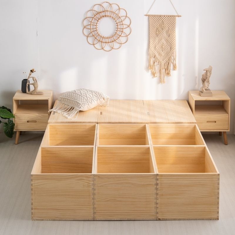 Solid Wood Custom Tatami Wooden Storage Box Bed Storage Box Large ...