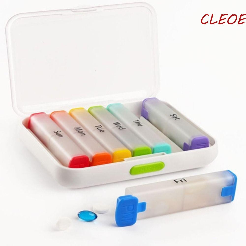 CLEOES 7-Day Pill Organizer, 14 Grid Waterproof Daily Pill Box, 2 Time ...