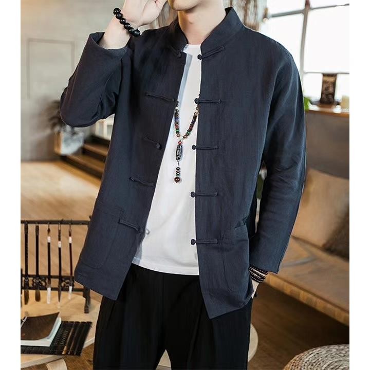 Tang Suit Men Cotton Linen Shirt Button Retro Style Men's Clothing ...