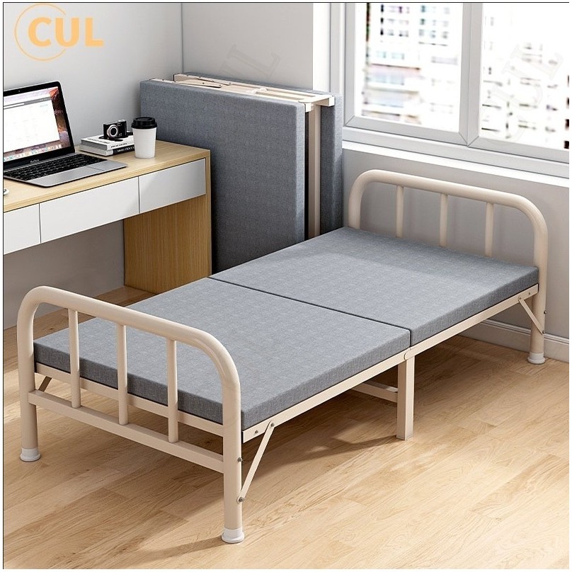 CUL Foldable Bed Single Double Bed Frame With Topper Ready To Use ...