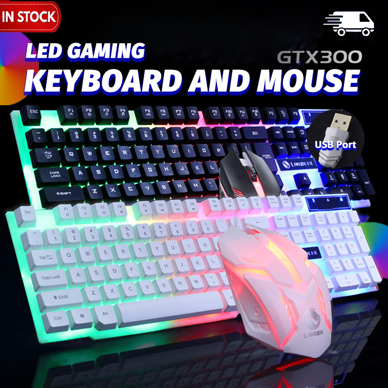 Mechanical Gaming Keyboard and Mouse Set Touch RGB LED USB Wired ...
