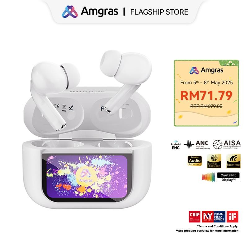 Amgras Eternity Ⅳ Major Smart Screen earphone Bluetooth Wireless Earbud ...