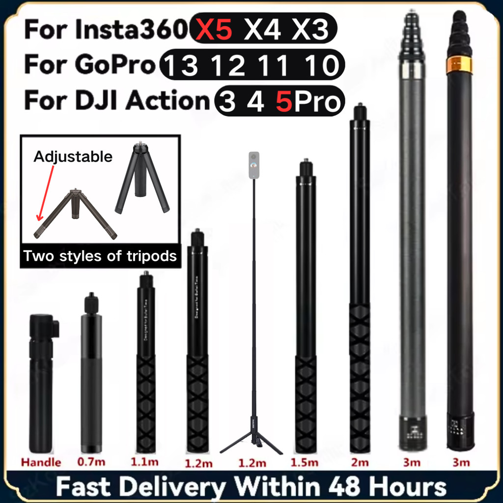Extended Edition Selfie Stick Scalable Monopod for Insta 360 X5/ X4/X3 ...