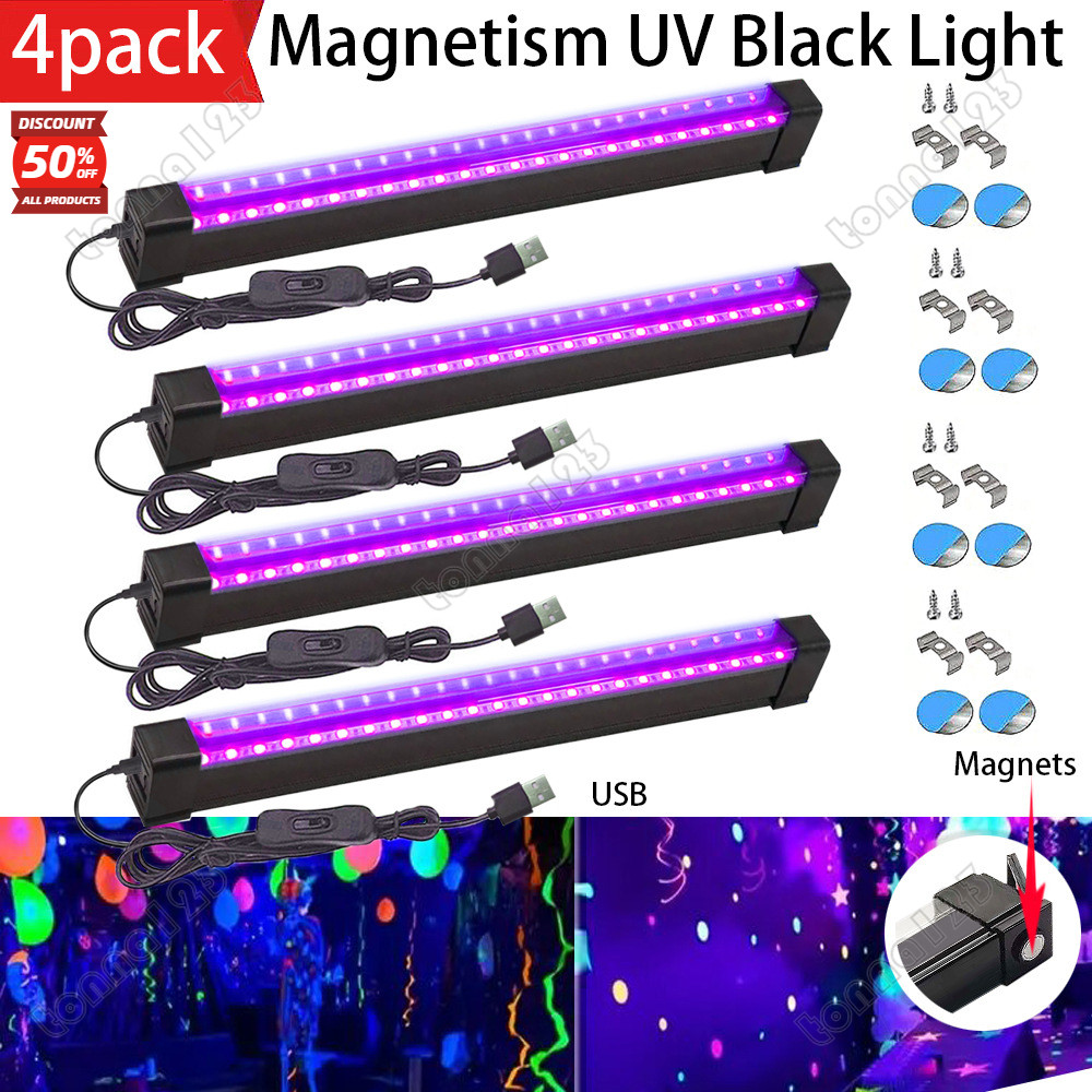 4PCS LED UV Ultraviolet Black Light Tube USB Port Purple Light KTV Bar ...