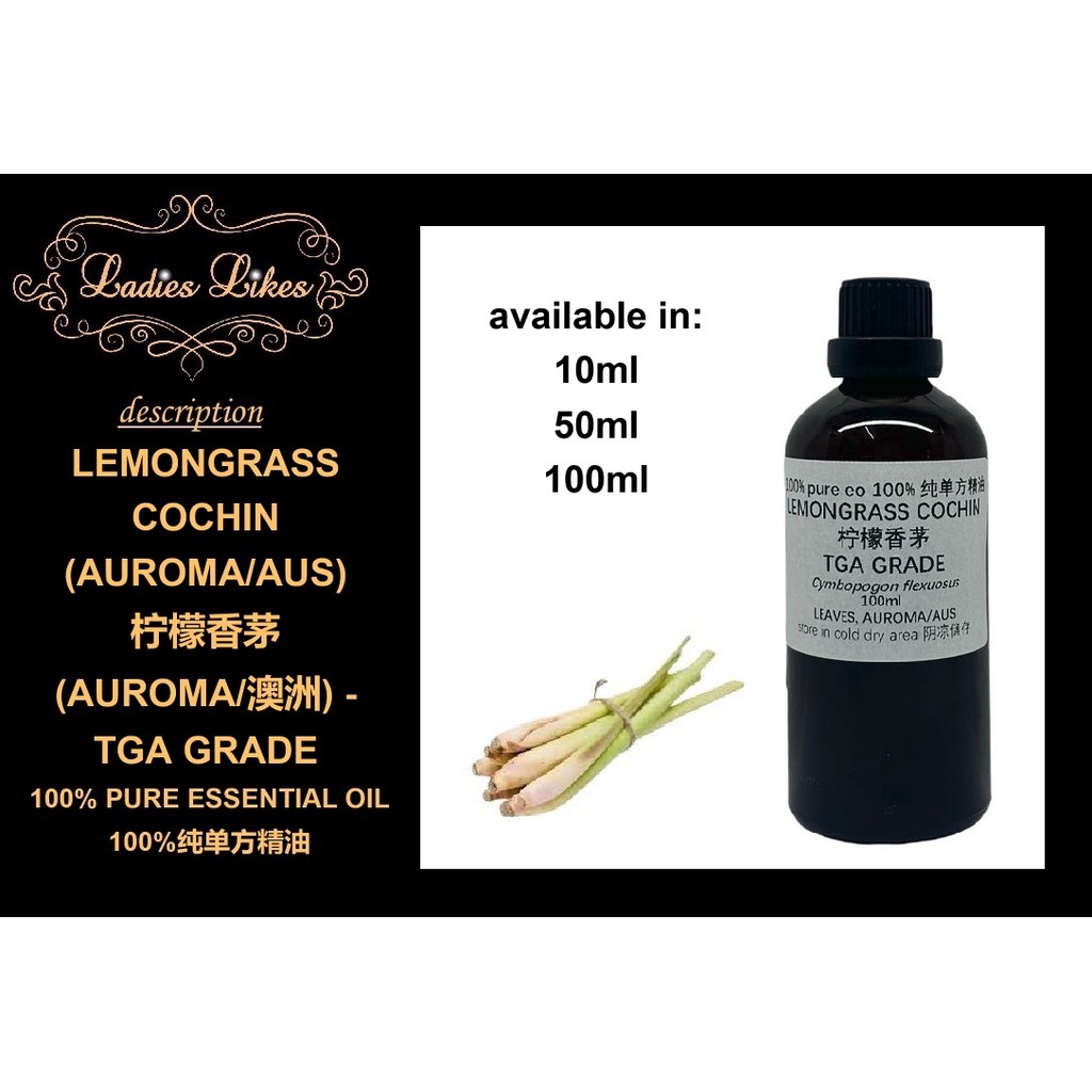 MINYAK PATI TULEN - 100% PURE E/O - LEMONGRASS COCHIN (AUROMA/AUS) 100% ...