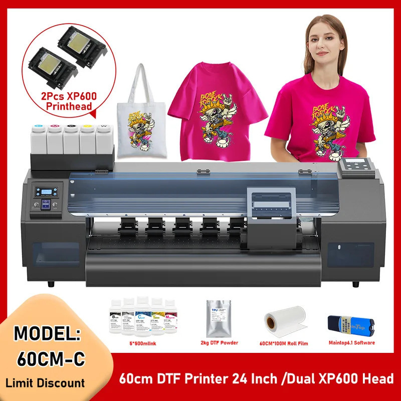 60cm A1 DTF Printer with Two XP600 Printhead Direct To Film DTF Printer ...