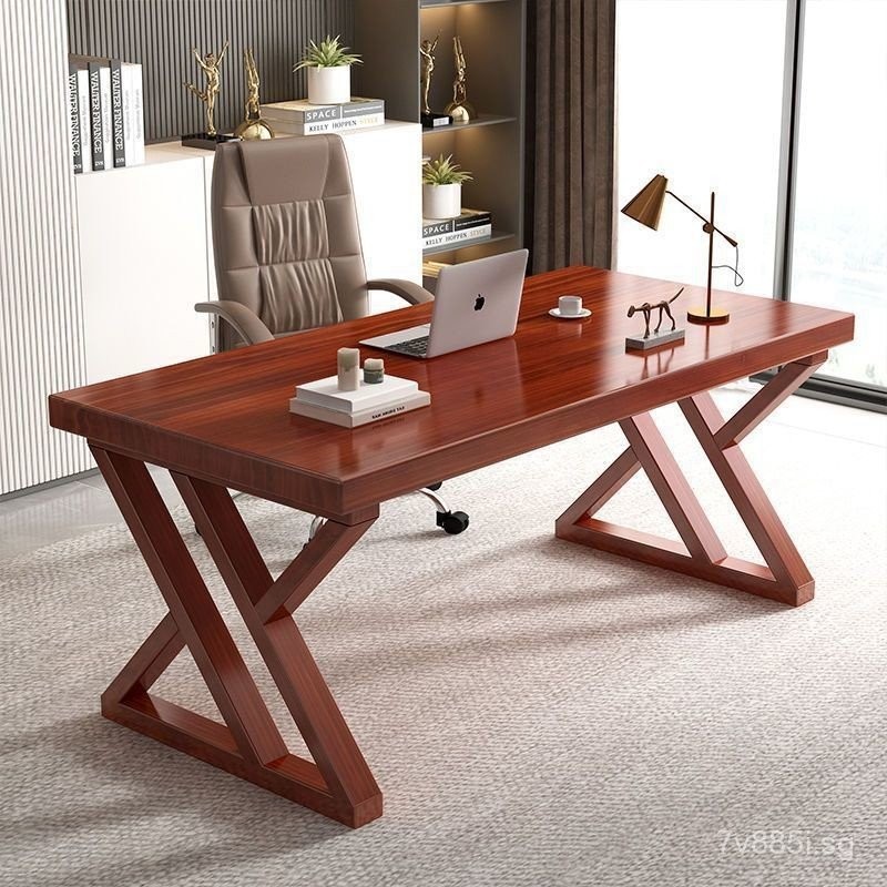 YJ Solid Wood Desktop Computer Desk Extra Thick Home Desk Study Table ...