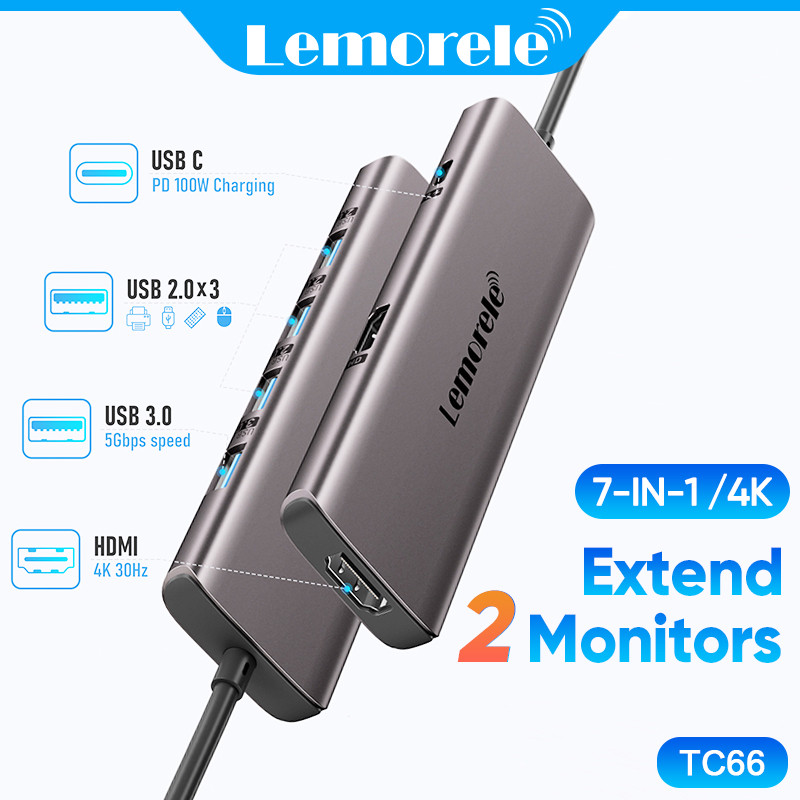 Lemorele USB C HUB Docking Station Laptop Dock Type C to Dual HDMI ...