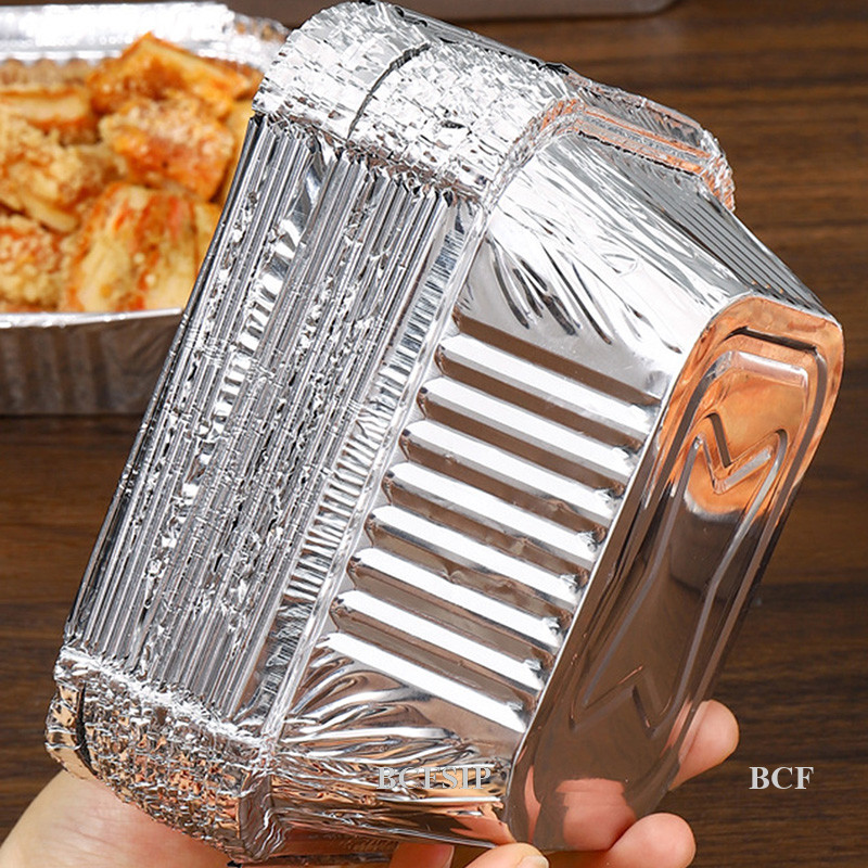 BCF 10pcs Rectangular Tinfoil Tray BBQ Special Thickened Bowl Takeaway ...