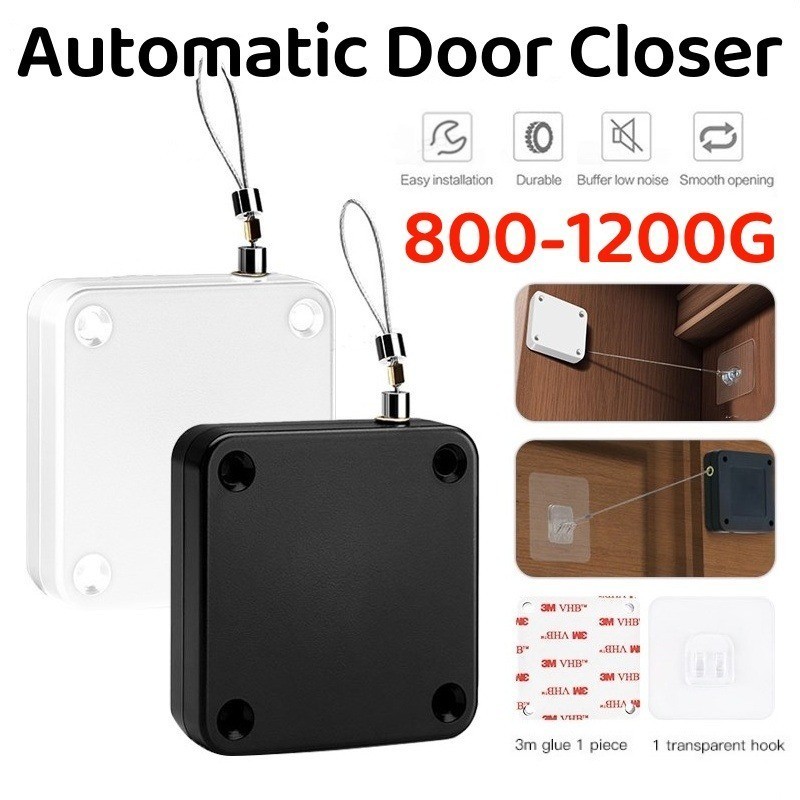 Automatic Door Closer Soft Close Adjustable Wire Rope Punch Free Auto ...