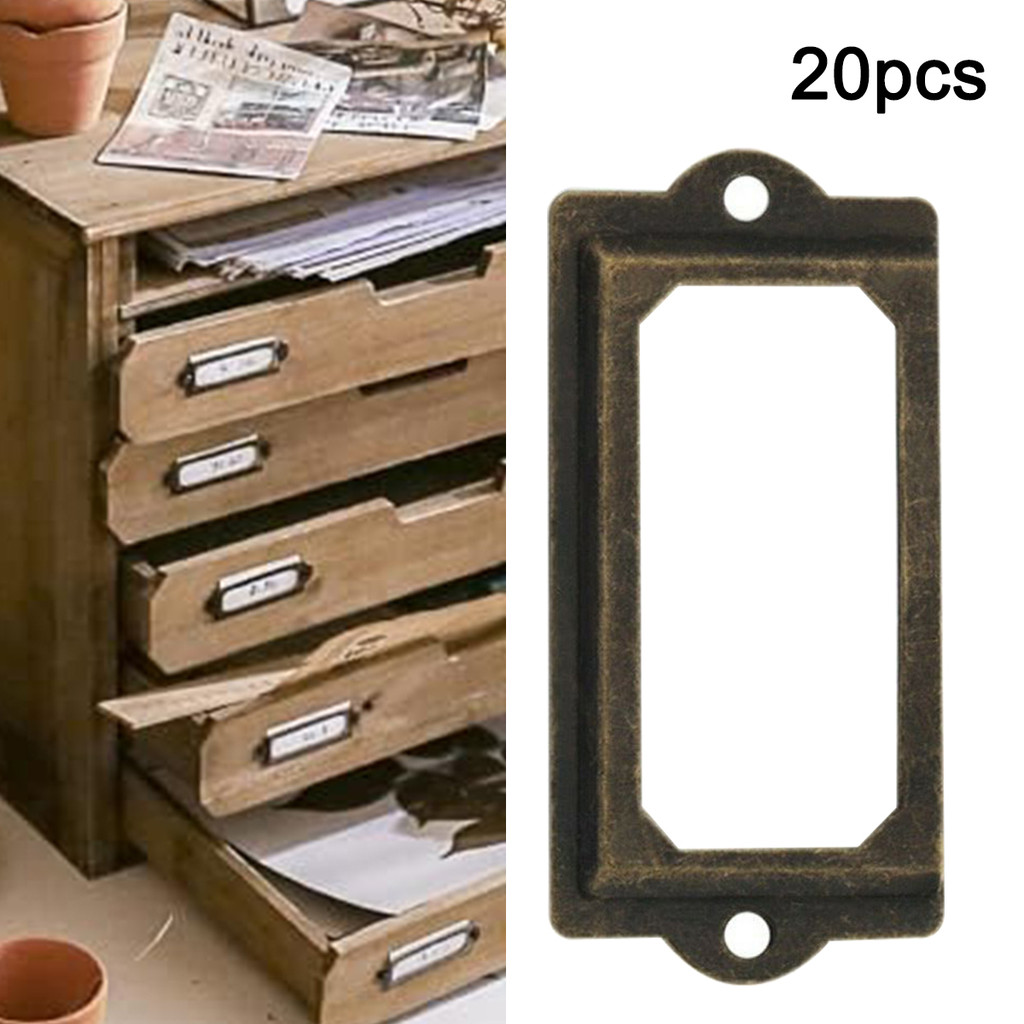 1 Set Retro Drawer Label Pull Handle Cabinet Frame File Card Holder For ...