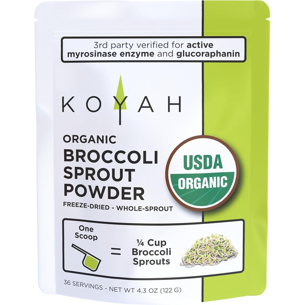 KOYAH - Organic USA Broccoli Sprout Powder (1 Scoop = 1/4 Cup Sprouts ...