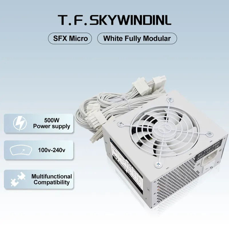 T.F.SKYWINDINL 500W PSU White Fully Modular 500W Power Supply for ...