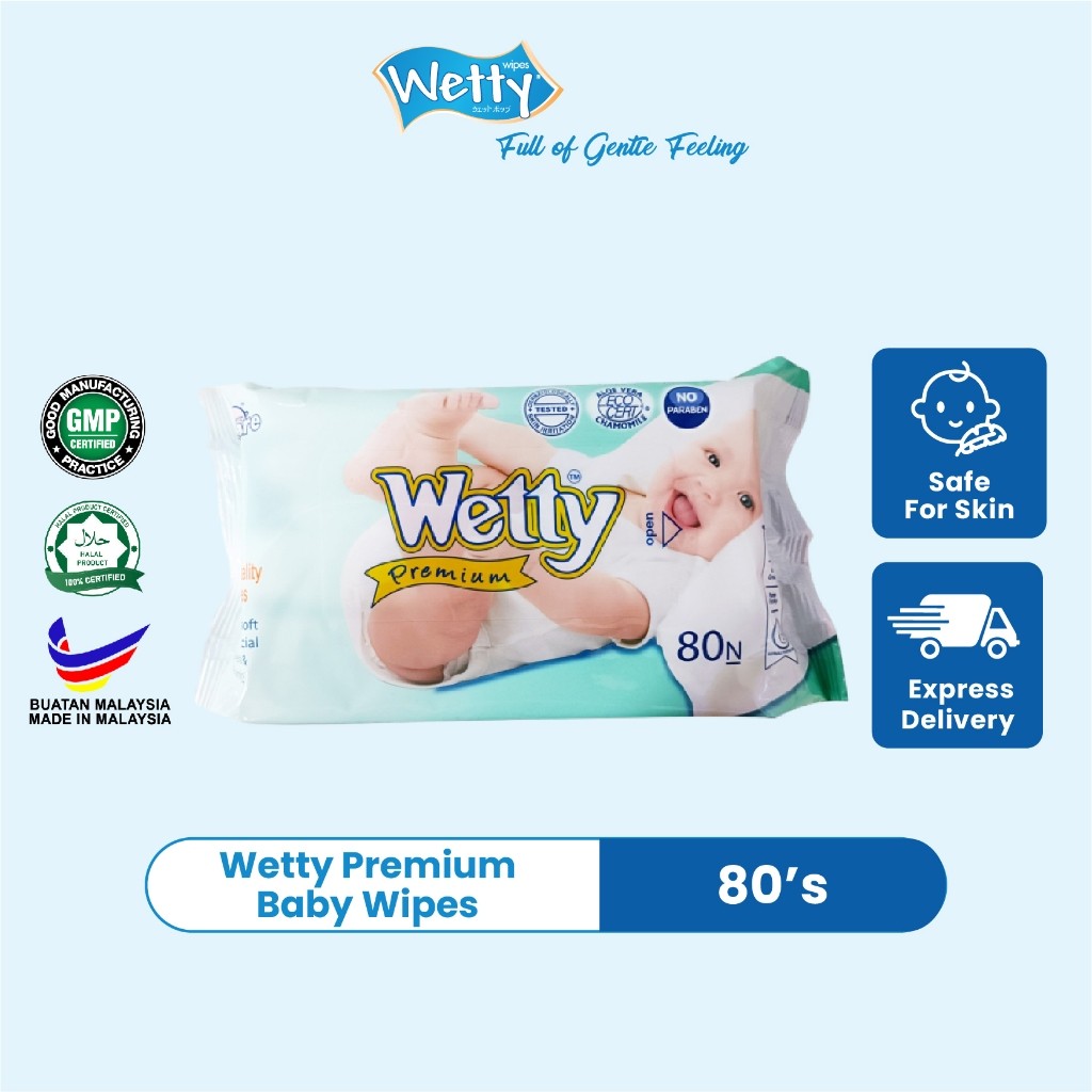 Wetty Premium Baby Wipes Wet Tissue (80's) | Shopee Singapore