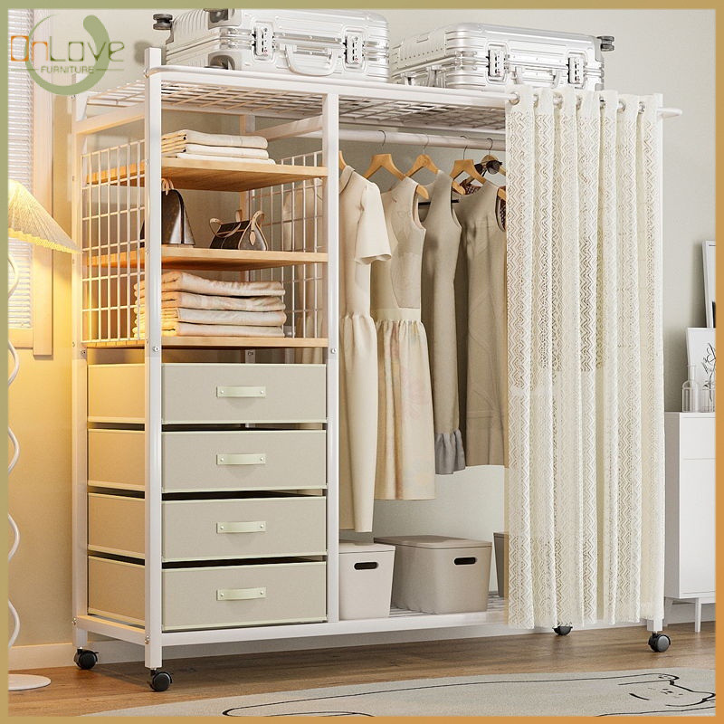 wardrobe thicken open wardrobe rack clothes hanger rack bedroom movable ...