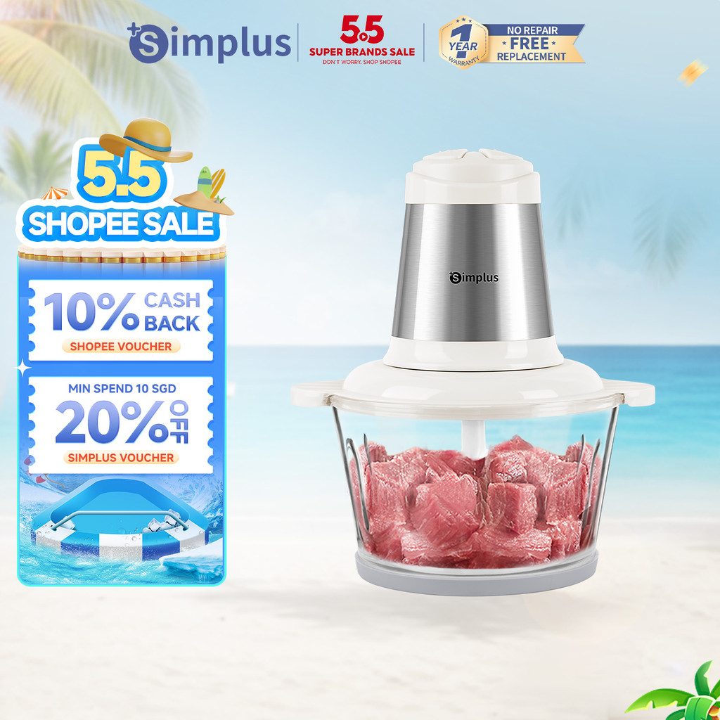 Simplus Meat Grinder 4 Stainless Steel 300W 2L Food Processor Blender 2 ...