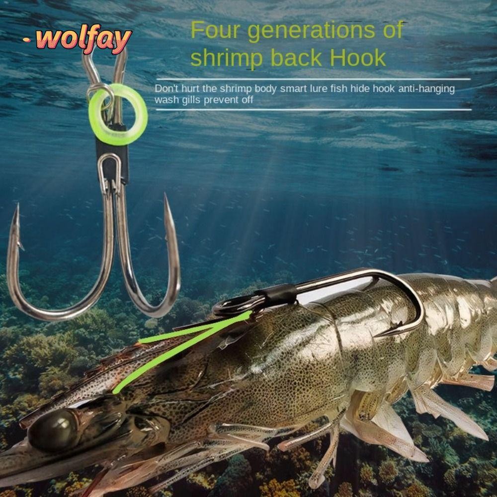 WOLFAY 10pcs Live Shrimp Bait Hooks, Double hook Pickerel High-carbon ...