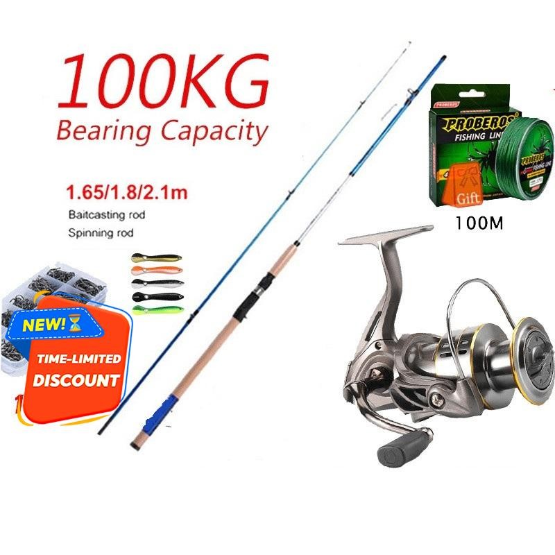 1 Set Fishing Rod Spinning Reel Fishing Reel Joran 1.8-2.7M Jigging Rod ...