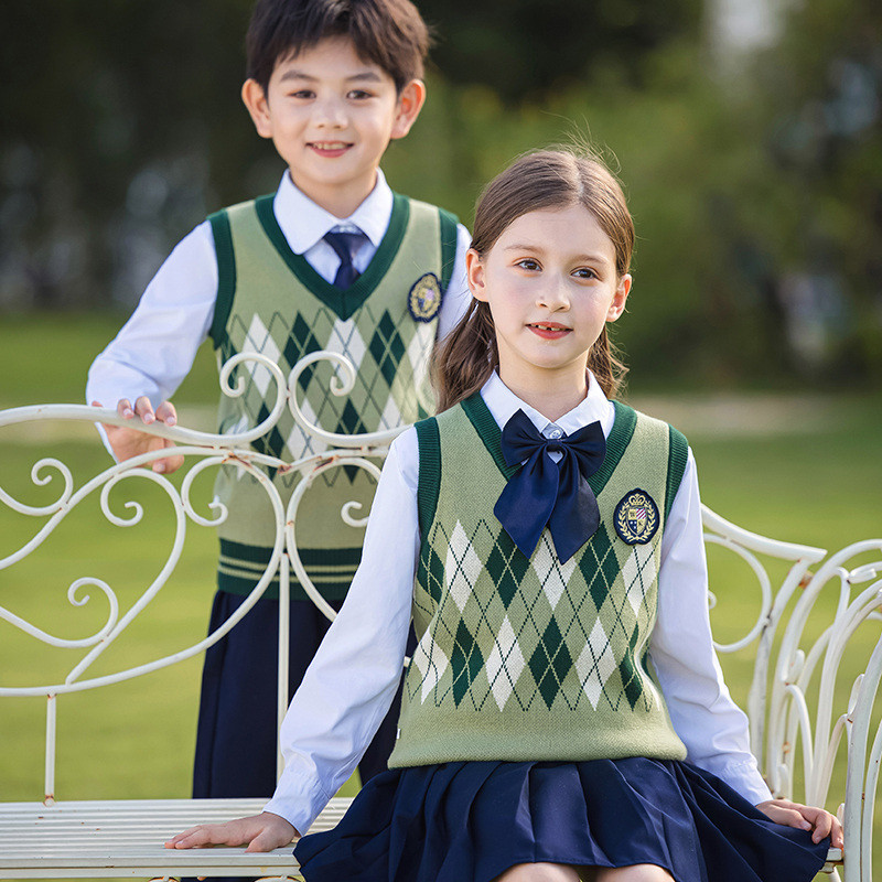 Preppy Style Elementary School Students Autumn Winter Knitted Sweater ...