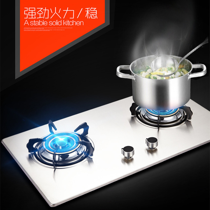 Home Gas Stove Double Stove Embedded Dual-Purpose Stainless Steel Door ...
