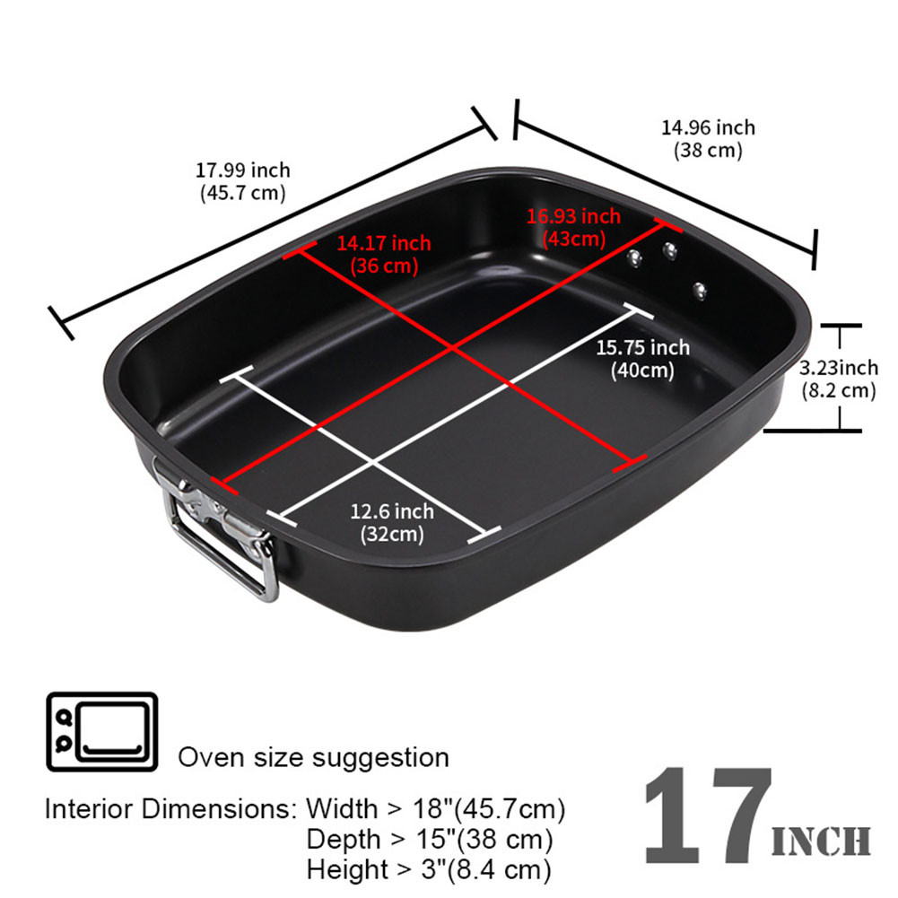 Nonstick Roasting Pan with Rack 17x14 Inch Large Turkey Roaster Pan for ...