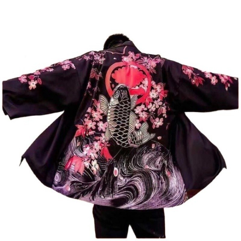 Japanese Kimono Cardigan Men Haori Yukata Male Samurai Costume Clothing Men's Kimono Hanfu Shirt ...