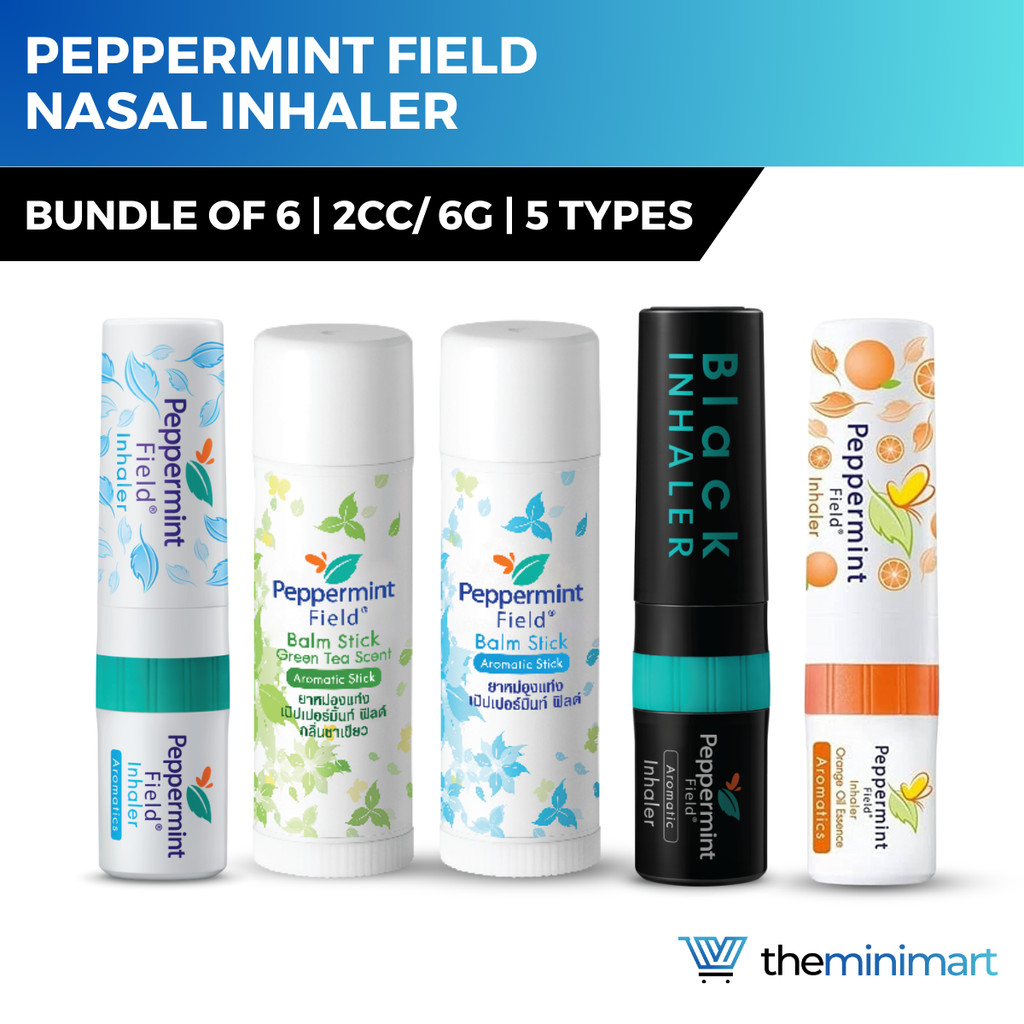 [Bundle of 6] Peppermint Field Nasal Inhaler 2cc Orange Oil Black Green ...